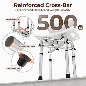 WAYES Shower Chair with Back - Narrow Shower Chair for Elderly and Disabled, Up to 500 Lbs, Heavy-Duty, Adjustable