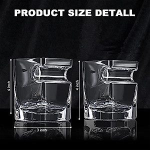 Vonams Stone Cigar Whiskey Glasses Set of 2-12oz Old Fashioned Glass With Side Mounted Holder Rest - Crystal Wine Cup for Cocktails, Scotch, Bourbon, Gifts for Men