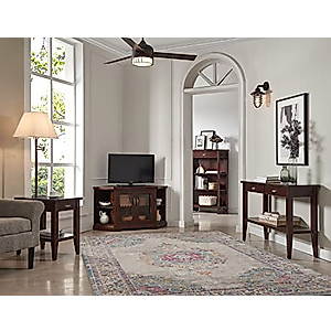 Leick Furniture Mantel Height 3-Shelf Corner Bookcase with Drawer Storage by Leick Home, Chocolate Oak