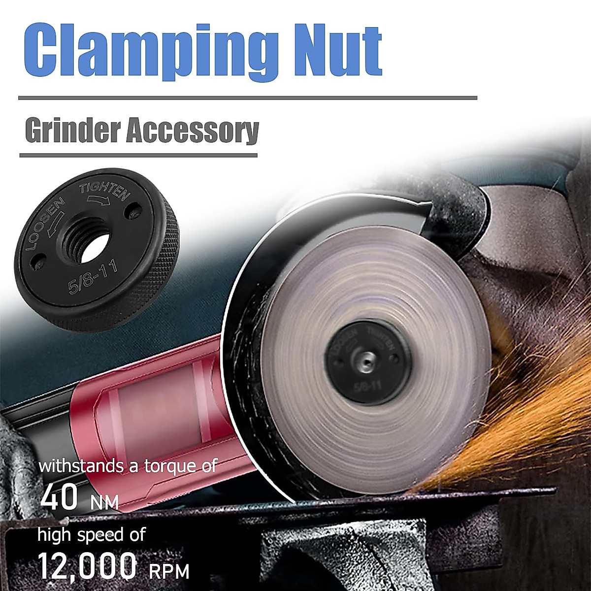 Mesee 5/8-11 Inch Thread Quick Release Angle Grinder Flange Nut Grinder Machine Fast Change Locking Nut Replacement Clamping Parts for Angle Grinder with 5/8"-11 Spindle