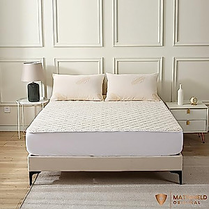 Luxury Quilted Waterproof Organic Mattress Pad Protector California King 100% Organic Cotton Hypoallergenic Breathable Mattress Pad Cover - Premium 380 GSM Comfort - Fitted Allergy Shield