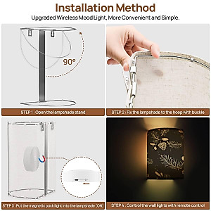 AURFIAIUOP Rechargeable Sconces Set of Two Pine Cones Christmas Adjustable Brightness Fabric Wall Lamps Wireless Lights Fixtures for Bedroom Living Room Hallway