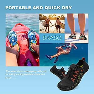 SKASO Men Women Water Shoes Quick Dry Barefoot Shoes for Surfing Hiking and Boating Slip-on Minimalist Aqua Shoes Black 37