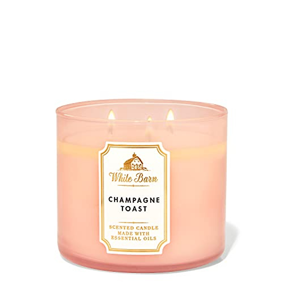 Bath and Body Works White Barn Champagne Toast 3 Wick Candle 14.5 Ounce Basic White Barn Label