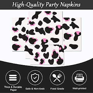 Cow Print Party Supplies 96Pcs, HYMENEX Pink Cow Theme Party Tableware Supplies Set Include Plates, Napkins, Forks for Cow Print Party Decorations Cow Theme Farm Animal Party Supplies Serves 24 Guests