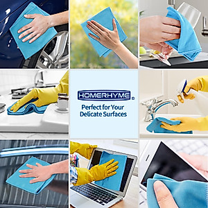 HOMERHYME Microfiber Glass Cleaning Cloth, 6 Pack Window Cleaning Cloth Glass Cleaning Towels, Reusable Lint Free Microfiber Towels for Glasses,Screens,Mirrors,Windshields & Stainless Steel,16"x14"