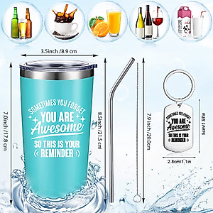 Sieral Employee Appreciation Gifts Bulk Thank You Gifts Inspirational You Are Awesome Tumbler 20 oz Stainless Steel Wine Cup with Keychain for Women Men Coworker(Multicolor, 4 Sets)