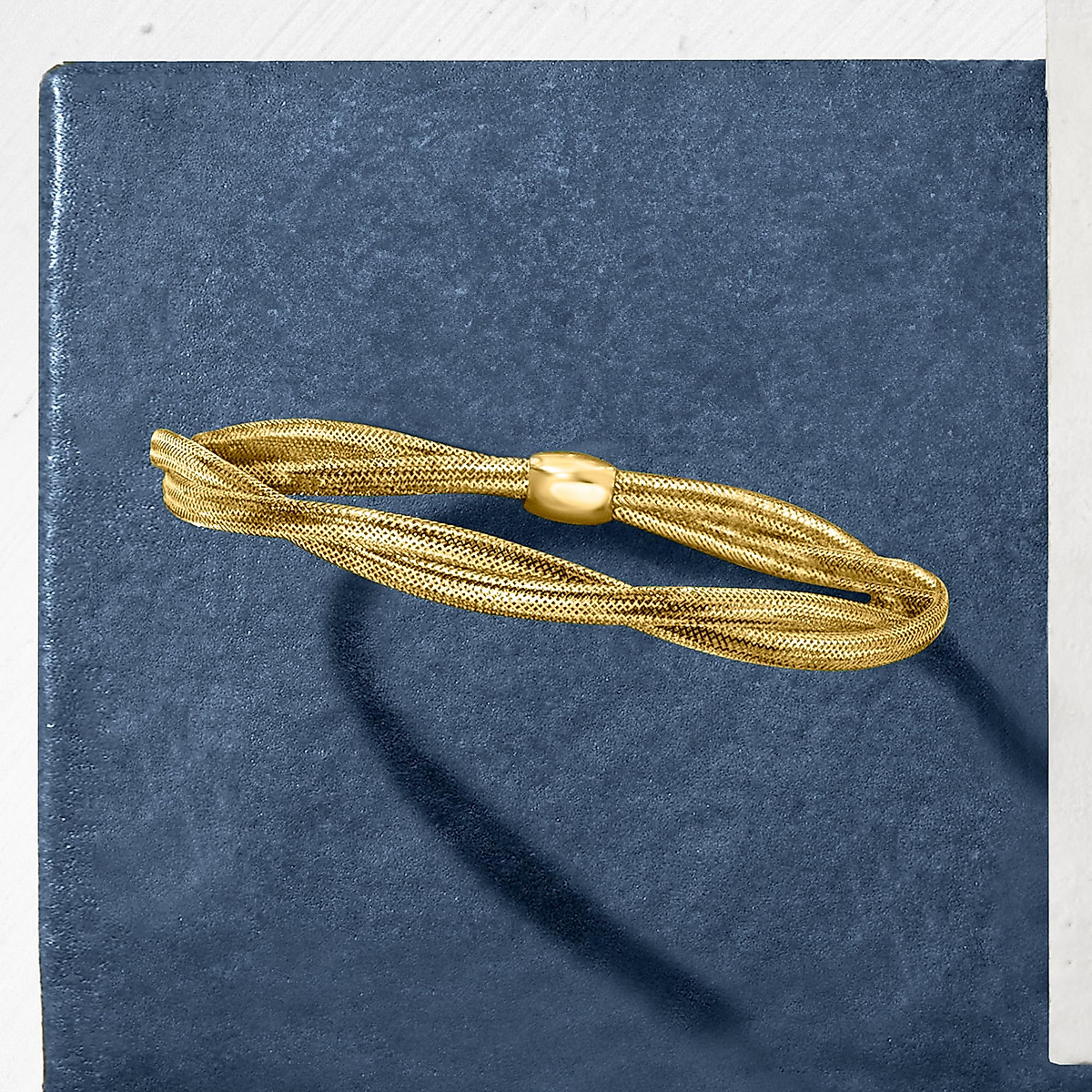 Ross-Simons Italian 14kt Yellow Gold Double-Mesh Bangle Bracelet. 8 inches