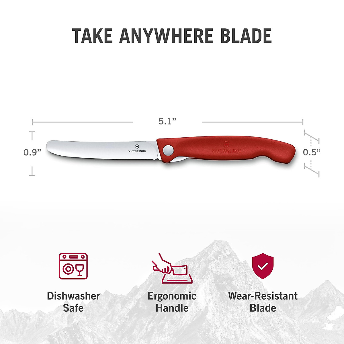 Victorinox Swiss Classic Foldable Paring Knife, Straight Edge Red 4.3 in