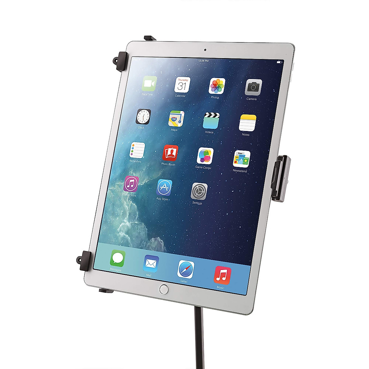 K&M - Konig & Meyer 19790.516.55 - Universal Tablet iPad Holder for Mic Stand - Switch Landscape to Portrait - Professional Grade for all Musicians - Studio or Remote Home Use - German Made - Black