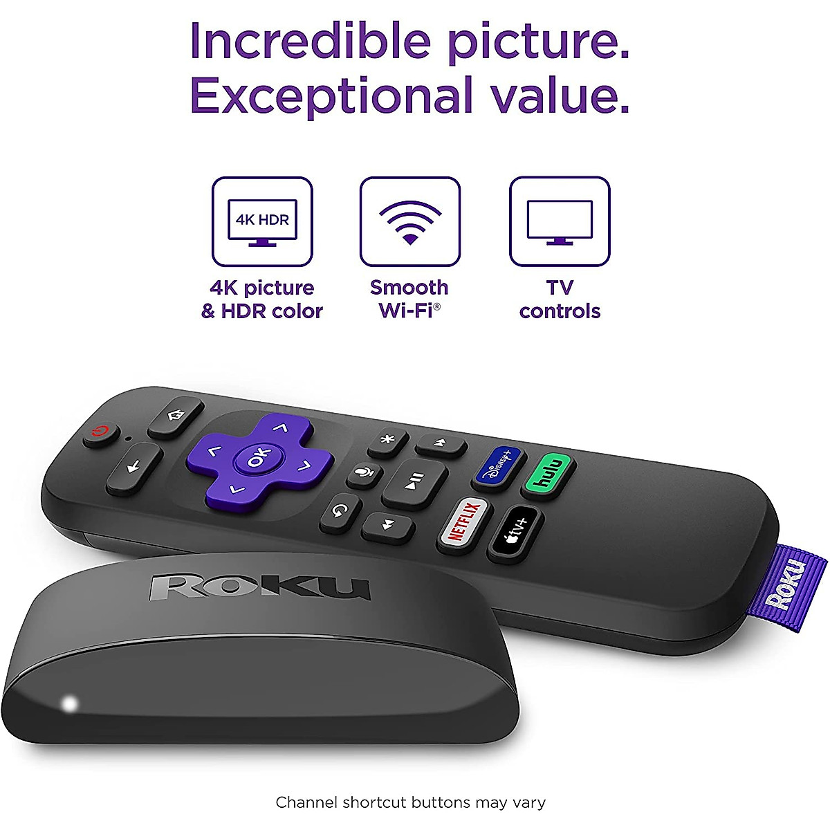 Roku Express 4K+ 2021 Streaming Media Player with Smooth Wireless Streaming and Roku Voice Remote with TV Controls, Includes Premium HDMI® Cable & Bundle Swanky Cables HDMI Cable and TV Cleaning Kit