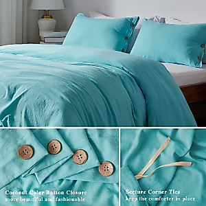 SunStyle Home Twin Size Duvet Cover Set with Buttons Closure Navy Blue, 2 Pieces Solid Color Ultra Soft Skin-Friendly Comforter Cover Set (1 Duvet Cover +1 Pillowcase)