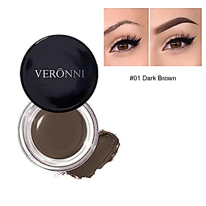 VERONNI Eyebrow Cream,Eyebrow Color Long Lasting Waterproof Eyebrow Pomade Gel,Eyebrows Enhancers Smooth Eye Brow Makeup 0.75oz（#01 Dark Brown)）