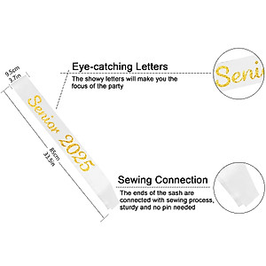 White Senior 2025 Satin Sash - 2025 Graduation Sash - Finally Graduated - Senior Cheer Sash - Cheerleader Sash - Competition Sash