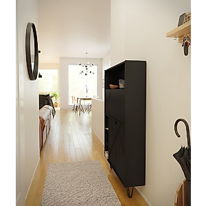 Nexera, Black 611006 Slim Secretary Desk, OneSize