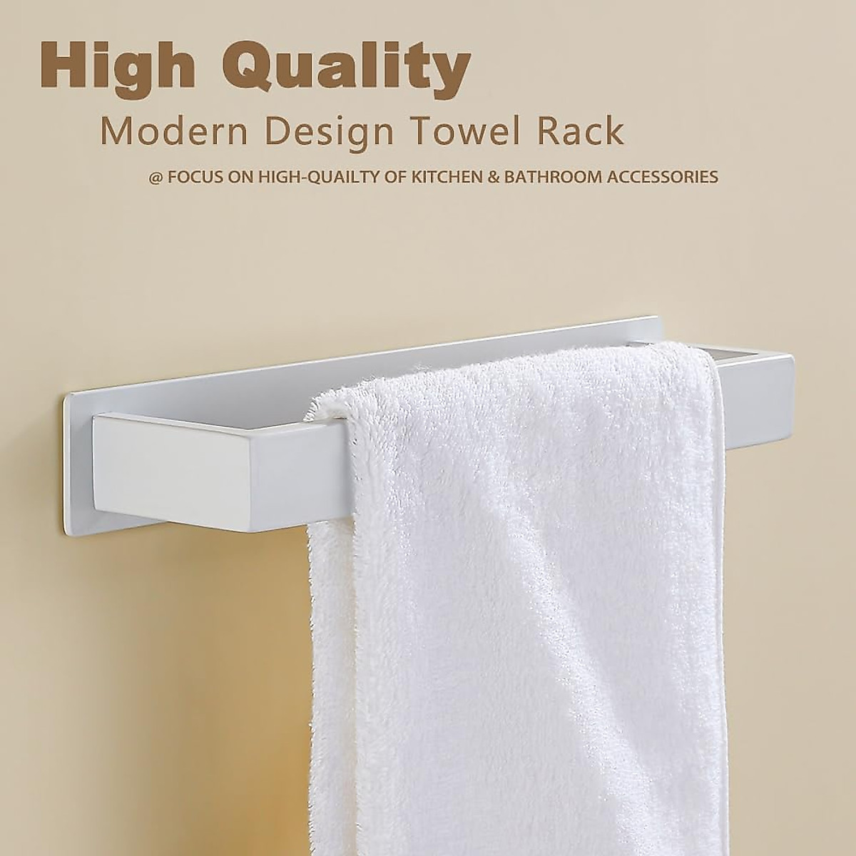 White Self Adhesive Towel Holder Bathroom Bath Towel Rack Stainless Steel Towel Bar Wall Mounted 50cm