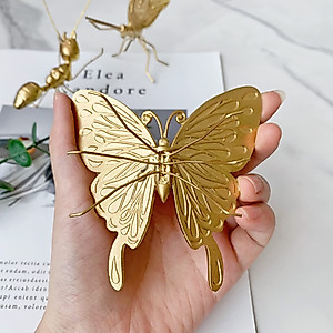 Tricune Gold Butterfly Sculpture - Solid Metal Insect Ornament - Mini Butterfly Figurine for Home, Office, Garden & Desktop Decor