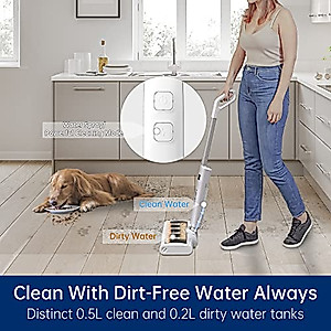 HiKiNS Cordless Wet Dry Vacuum Cleaner Mop Vacuum Combo - One-Step Wash and Mop Hard Floors and Multi-Surface, Lightweight and Handheld, 60 min Long Runtime, with Self-Cleaning Stand Base