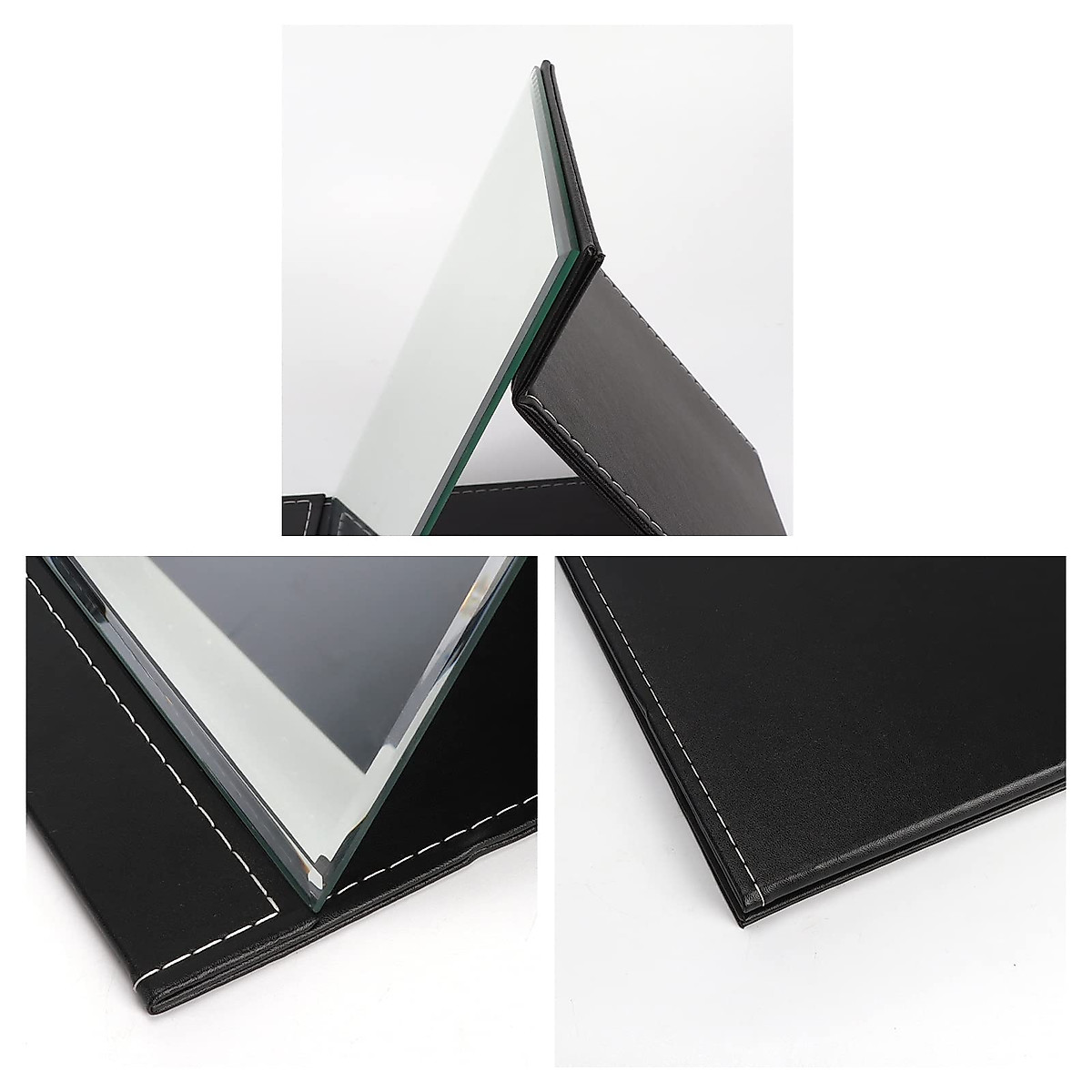 Amazon Brand - Pinzon Folding Portable Makeup Mirror Vanity Desk Standing for Travel Tabletop, Rectangular, 9.4" L x 6.8" W