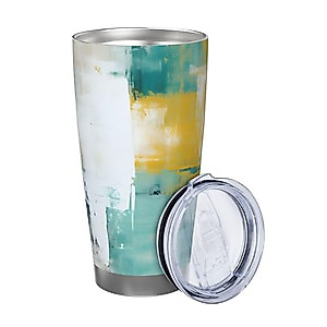 AYCZN Blue Yellow Abstract 20 OZ Tumbler Stainless Steel Travel Coffee Mug, Modern Art Insulated Water Bottle with Lid Leakproof Thermal Cup