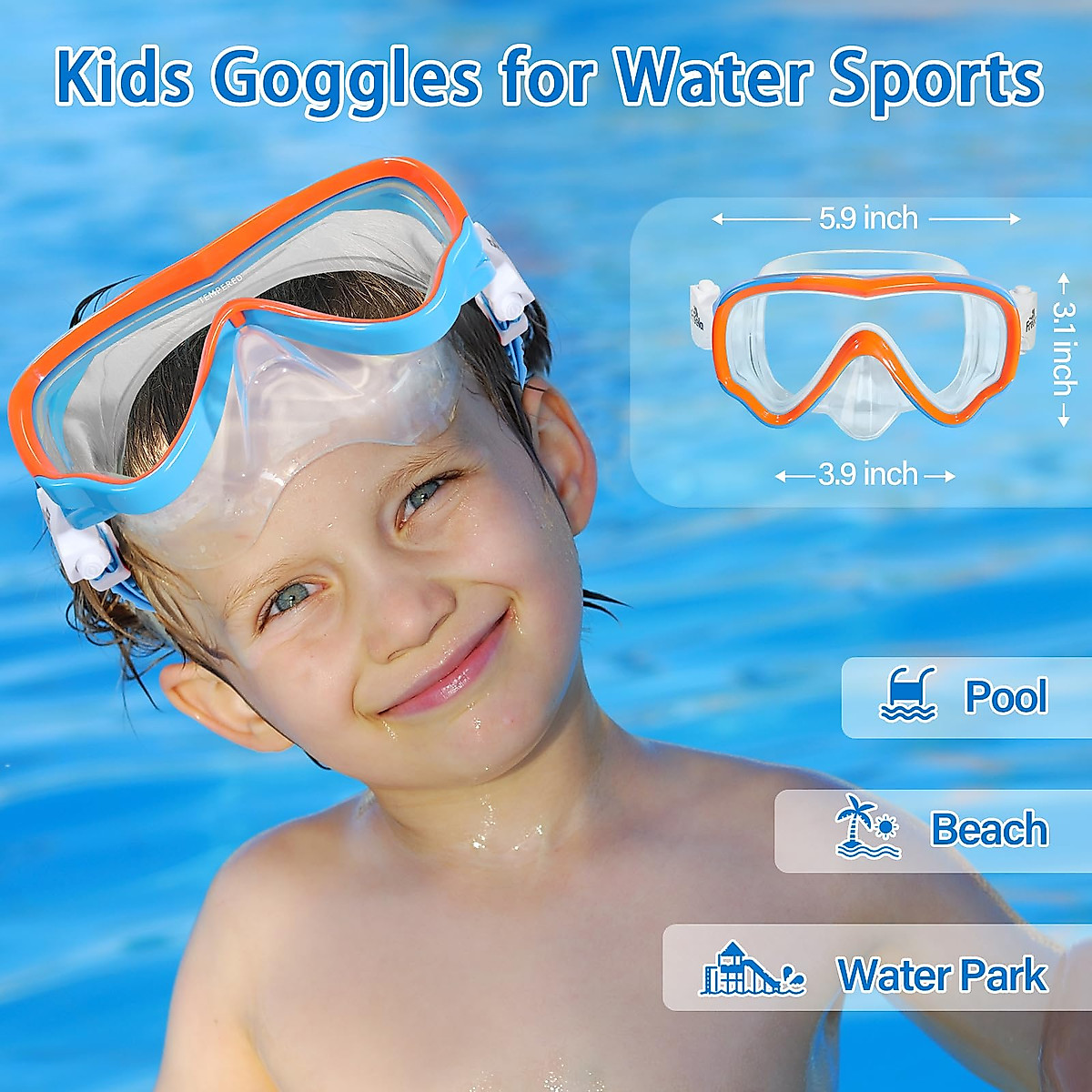 Freela Goggles Swim Goggles Swimming Goggles for Kids 6-14 4-7 8-12 Kids Swim Goggles with Nose Cover Snorkel Mask Snorkeling Gear Diving Dive Mask Youth Girls Boys Junior Water Pool Beach Open Water