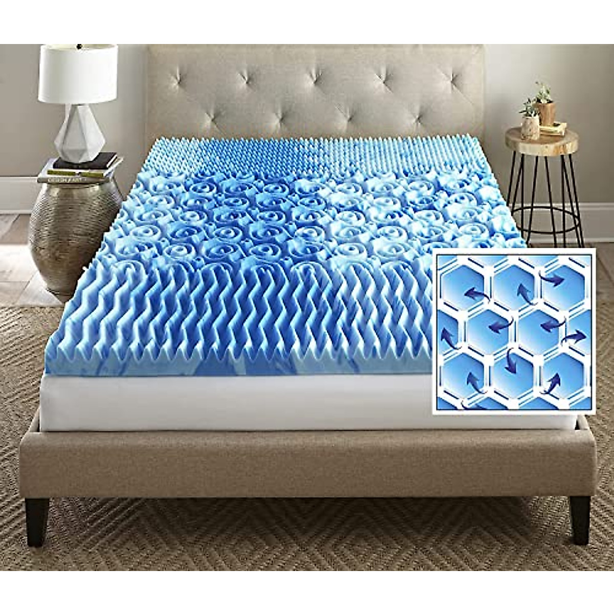 Thomasville GelLux Cooling Foam Mattress Topper, 3", Twin, Blue