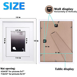 Egofine 11x14 Picture Frames Made of Solid Wood 6 PCS White Covered by Plexiglass - for Table Top and Wall Mounting for Pictures 8x10 or 5x7 with Mat Horizontally or Vertically Display Photo Frame