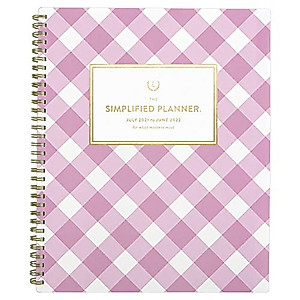 Academic Planner 2021-2022, Simplified by Emily Ley for AT-A-GLANCE Weekly & Monthly Planner, 8-1/2" x 11", Large, for School, Teacher, Student, Pink Gingham (EL62-905A)