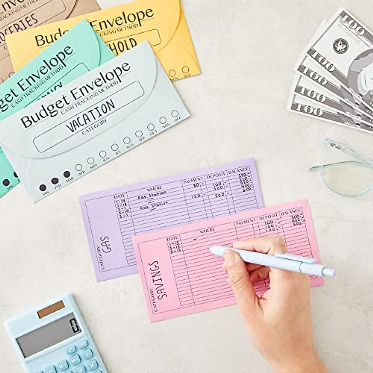 96 Pack Bulk Budget Envelopes for Cash System, Budgeting Tracker Binder, Money Saving Challenge, 12 Colors (6.5 x 3 In)