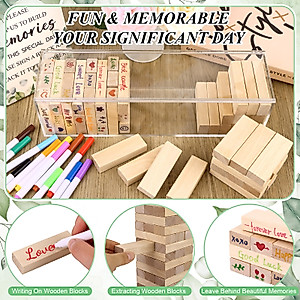 CosCosX 86 Pcs Wedding Guest Book Alternative Wooden Block in Acrylic Storage Box Guest Book for Wedding Sign in,24 Pcs Signature Pens Wedding Bridal Baby Shower Game Decorations for Sign in,Reception