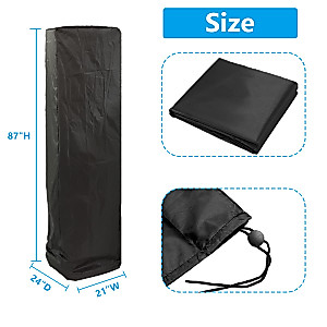 Heavy Duty Glass Tube Heater Cover - Waterproof Square Standing Patio Heater Protector for Outdoor Triangle Heater and Pyramid Torch