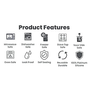 [5 Pack] Reusable Ziplock Bags Silicone Food Storage Containers | Microwave, Freezer & Dishwasher Safe | Meal Prep Containers Reusable Kitchen Locking Leak Proof Sealing Kitchen Gadgets (Multicolor)