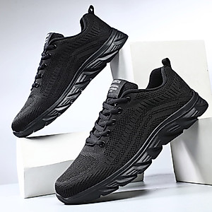 FAJIA Waterproof Hiking Boots Fashion Men Mesh Mountaineering Casual Sport Shoes Lace Up Solid Color Running (Black, 11)