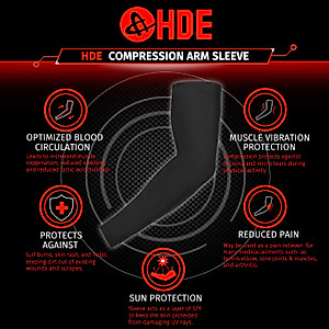 HDE Arm Sleeves for Men Women, Compression Sleeve Arm UV Protection Basketball Baseball Football White - M