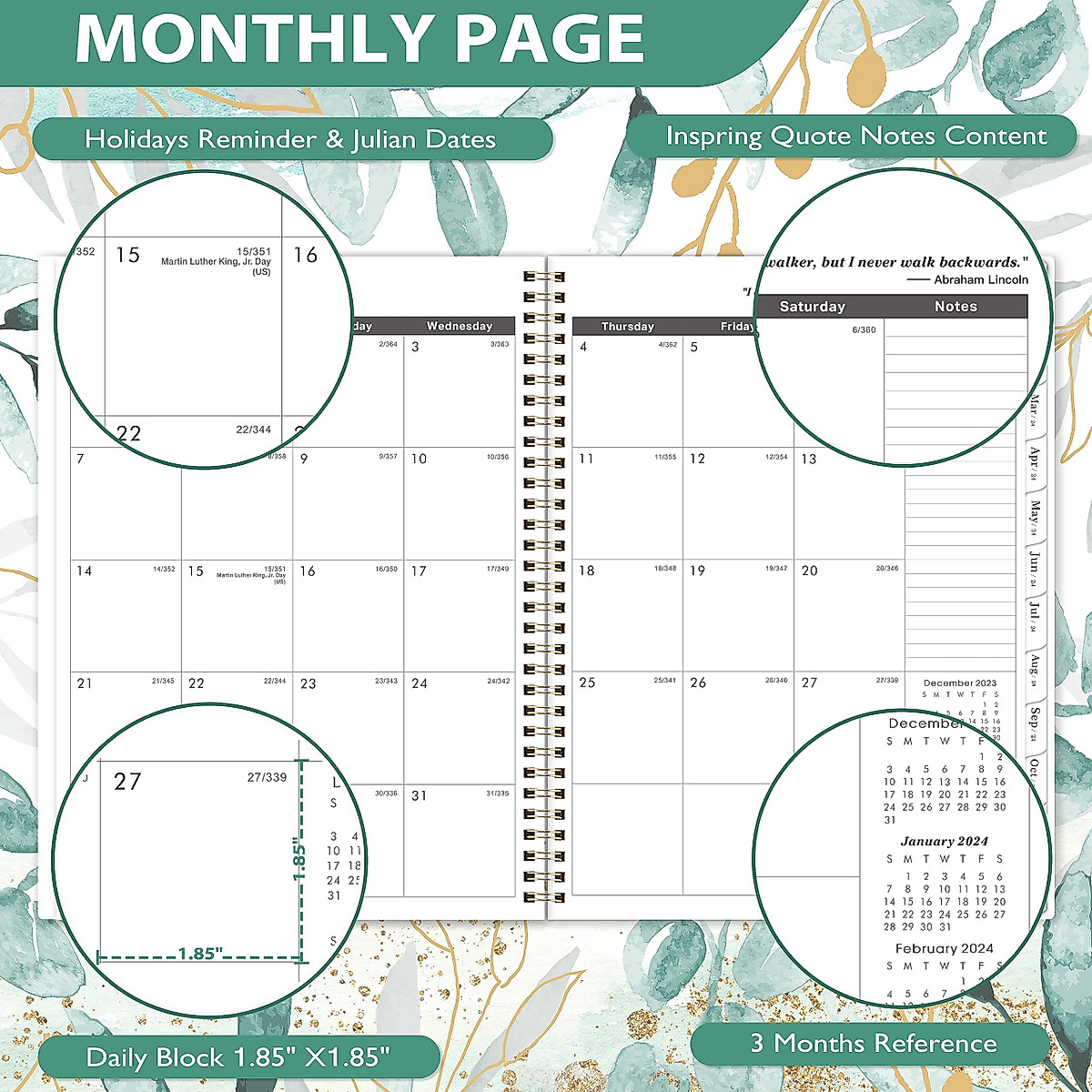 2024-2025 Monthly Planner - Monthly Planner 2024-2025, January 2024 - December 2025, 8.5" x 11", 2 Year Monthly Calendar, Monthly Planner 8.5''x11'' with Monthly Tabs, Double Back Pocket, Large Blocks