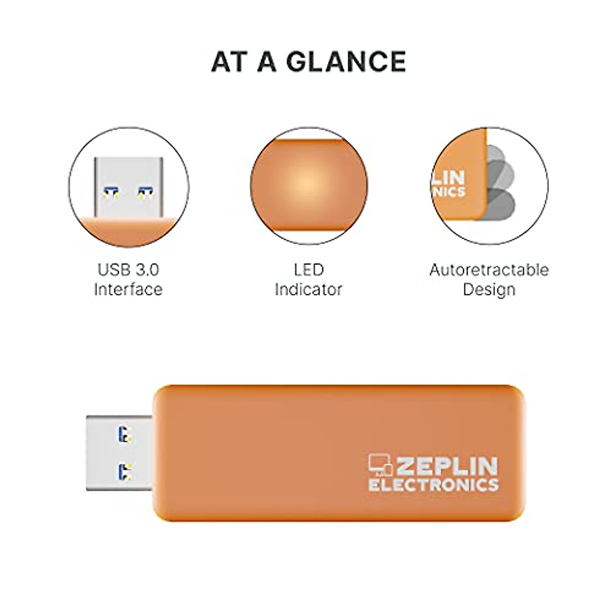 ZEPLIN ELECTRONICS ZP6 USB Flash Drive 128GB - Orange