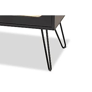 Baxton Studio Davion Brown Finished Wood and Black Metal Sideboard Buffet