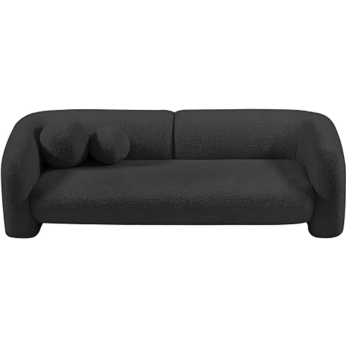 Meridian Furniture 139Black-S Emory Collection Art Deco Boucle Fabric Upholstered Sofa with Rich Black Boucle Fabric, Ball Pillows Included, 89" W x 34" D x 27" H, Black