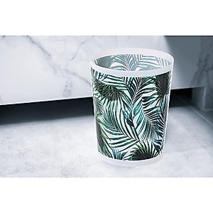 EVIDECO French Home Goods Tropical Printed Trash Can Wastebasket Plastic 4.5-liters-1.2-Gal
