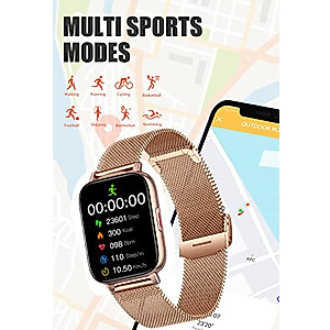 Smart Watch for Women with Bluetooth(Answer/Receive Call) 1.7" Fitness Trackers with Heart Rate Sleep Monitor Waterproof Step Counter Watch for iOS Android (Rose Gold)