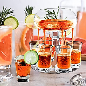 MOKOQI Acrylic Shot Glasses Dispenser, 6 Shot Glass Dispenser and Holder for Liquid Fun Drinking in College, Camping, 21st Birthday Home Parties