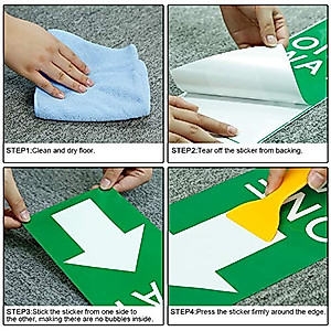 IDJWVU 15Pcs 6" x 18" One Way Directional Arrows Floor Stickers Social Distance Floor Stickers Decal Waterproof PVC Vinyl Safety Distance Floor Sign Markers Commercial Material (Green Background)