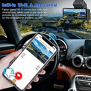 2K Dash Cam Front WiFi Dash Camera for Cars QHD 1440P Car Camera Dashcam for Cars with Super Night Vision 170°Wide Angle WDR Loop Recording