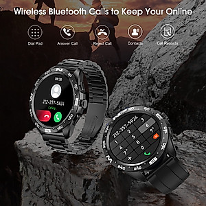 Lefitus Smart Watches for Men,Bluetooth Calls/Text Remind/Voice Speaker Fitness Tracker with Heart Rate Sleep Monitor, 1.32'' HD Touch Screen, IP68 Waterproof for Android iOS