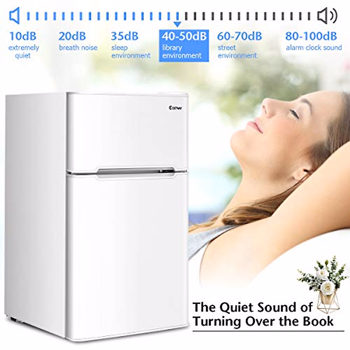 COSTWAY Compact Refrigerator, 3.2 cu ft. Unit 2-Door Freezer Cooler ...