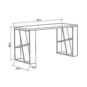 Ada Home Decor Brian Modern White & Oak Desk 29.53'' H x 55.12'' W x 23.62'' D/Office Desk/Computer Desk