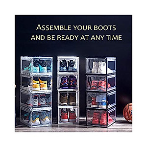 AFULILI Magnetic Shoe Storage Boxes Stackable Front Open Acrylic Organizer Sneaker Display Case for Shoe or Collections Clear Closet Shelf (Clear)