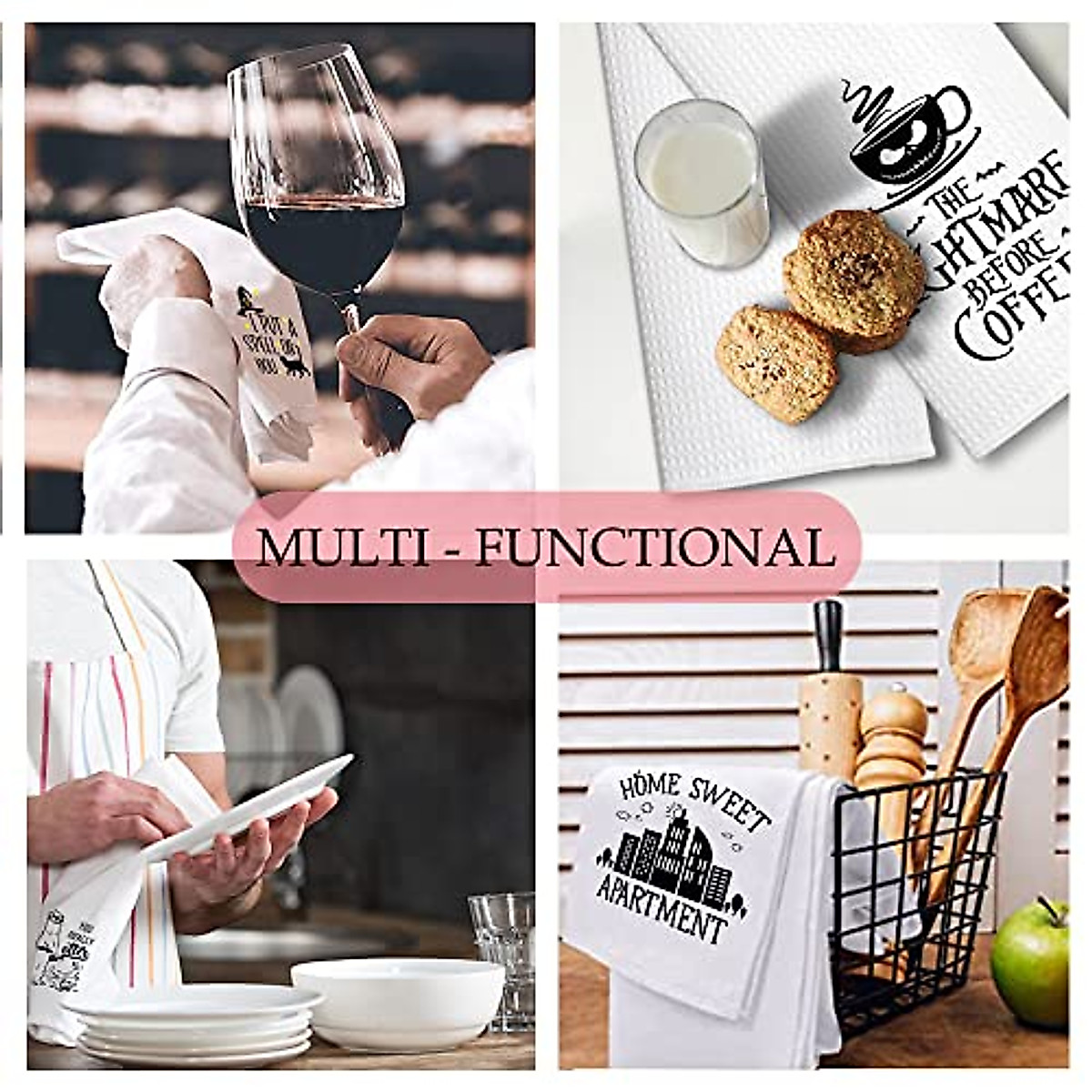 Hafhue Home Sweet Apartment Kitchen Towel, Funny Kitchen Towel Gifts for Women Sisters Friends Mom Aunts, Housewarming Gift for Women Hostess, New Home Gift for Women, Hostess Gifts