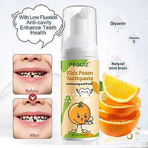 Foam Toothpaste Kids, Toothpaste for U Shaped Toothbrush, Low Fluoride Toddler Toothpaste with Strawberry Flavor for Electric Toothbrush for Children Kids Age 3 and Up
