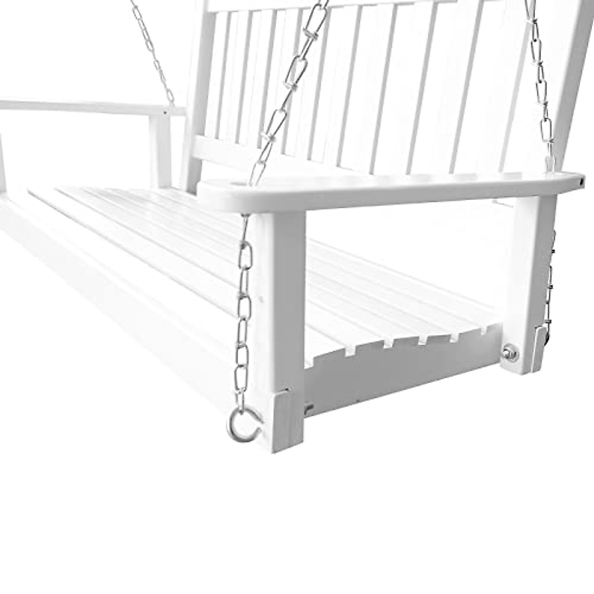 Wood Front Patio Porch Swings Outdoor with Chains Weather Resistant Heavy Duty Hanging Porch Swings 4 Ft, White XL